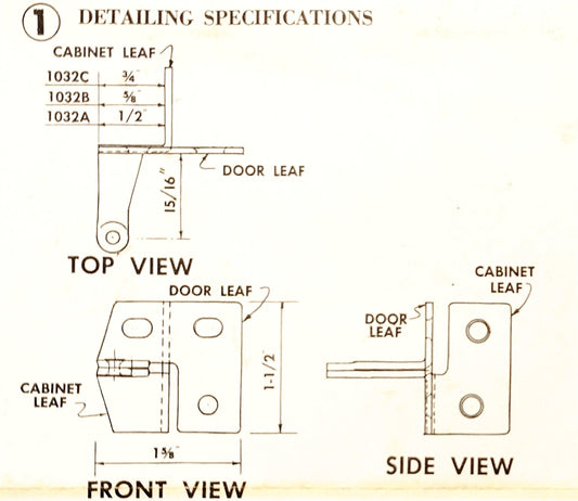 Pair Washington Satin Bronze Knife-Pivot Pin Hinges, 3/4" Frame C1032 ...