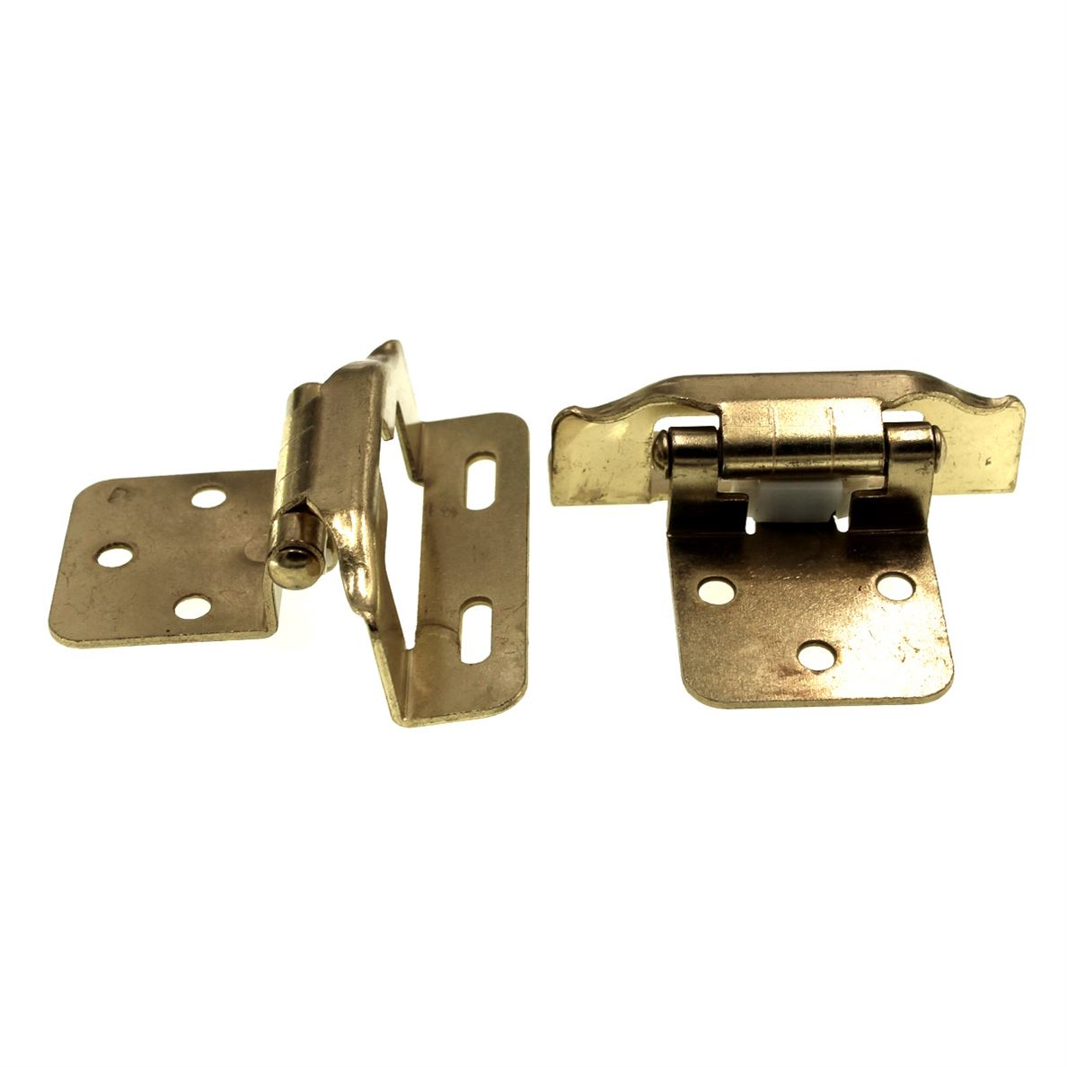 Pair Polished Brass Partial Wrap Hinges 1/2" Overlay Self-Closing AP 1 ...