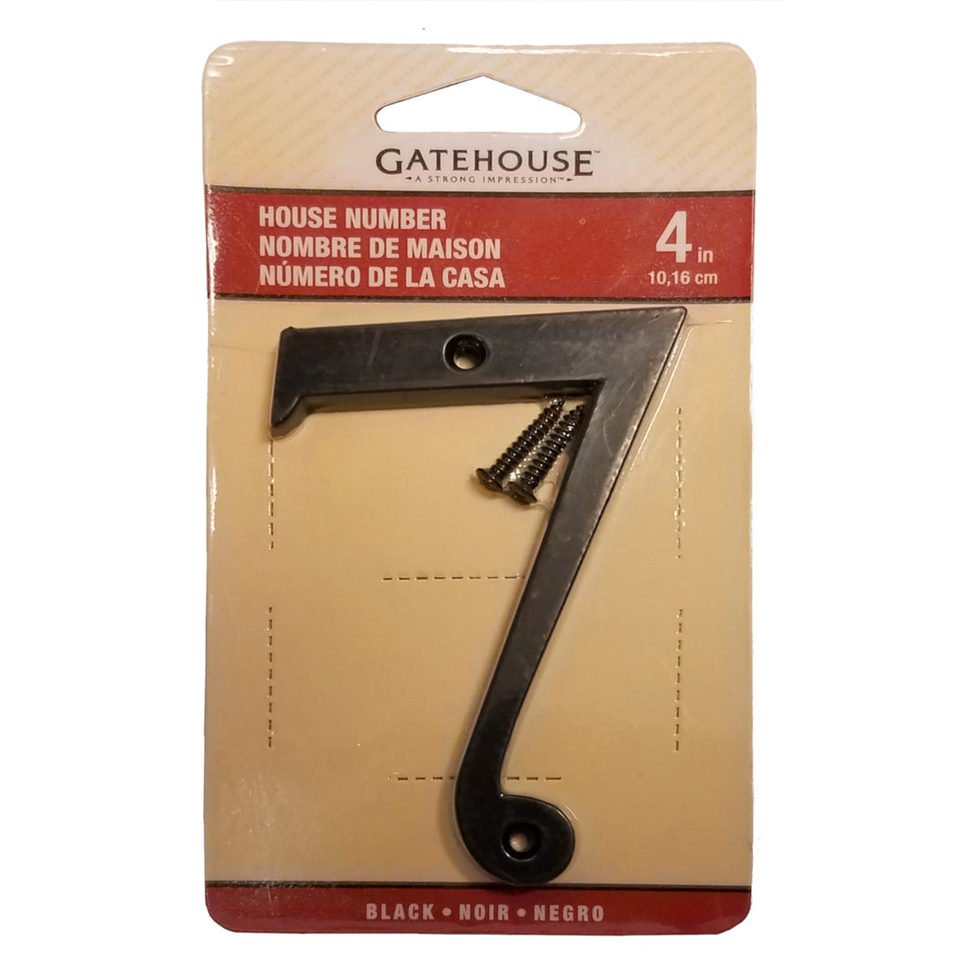 Gatehouse 4 Inch Bold Black House Address Number 7, Flush Mount ...