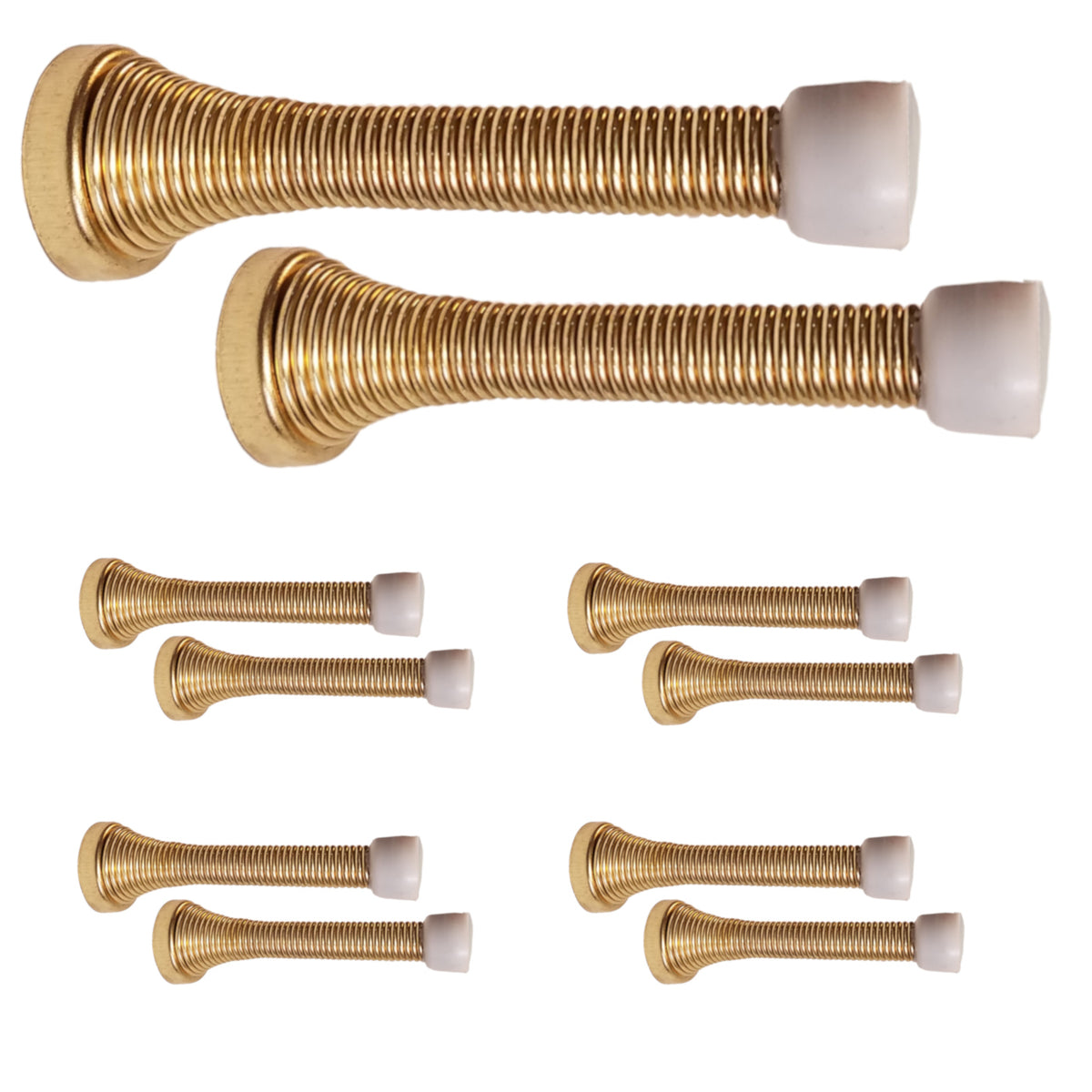 Flexible Spring Door Stopper, 10 Pack, 3 1/4 in. Doorstop, Polished Br ...