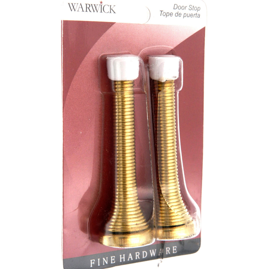 Flexible Spring Door Stopper, 2 Pack, 3 1/4 in. Doorstop, Polished Bra ...