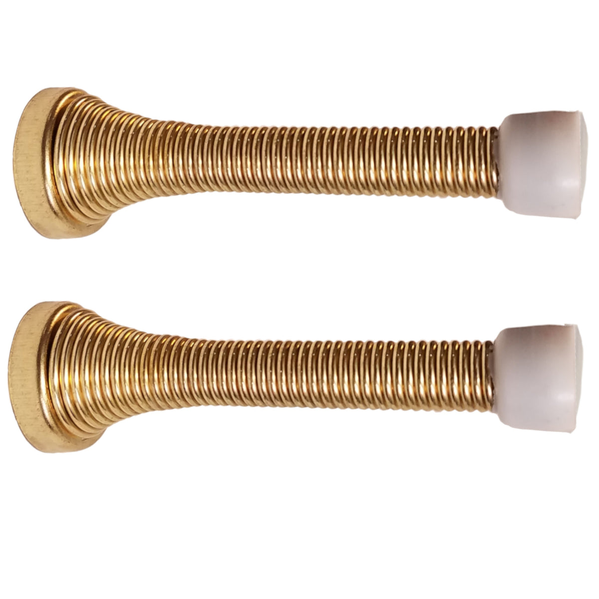 Flexible Spring Door Stopper, 2 Pack, 3 1/4 in. Doorstop, Polished Bra ...