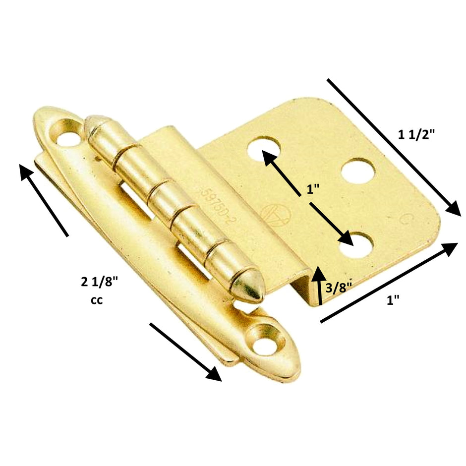 Pair Amerock 3/8" Inset Hinge Bright Brass Face Mount Free Swinging BP ...