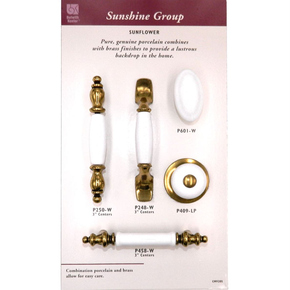Hickory Hardware Manor House Polished Brass and White 3"cc Cabinet Han ...