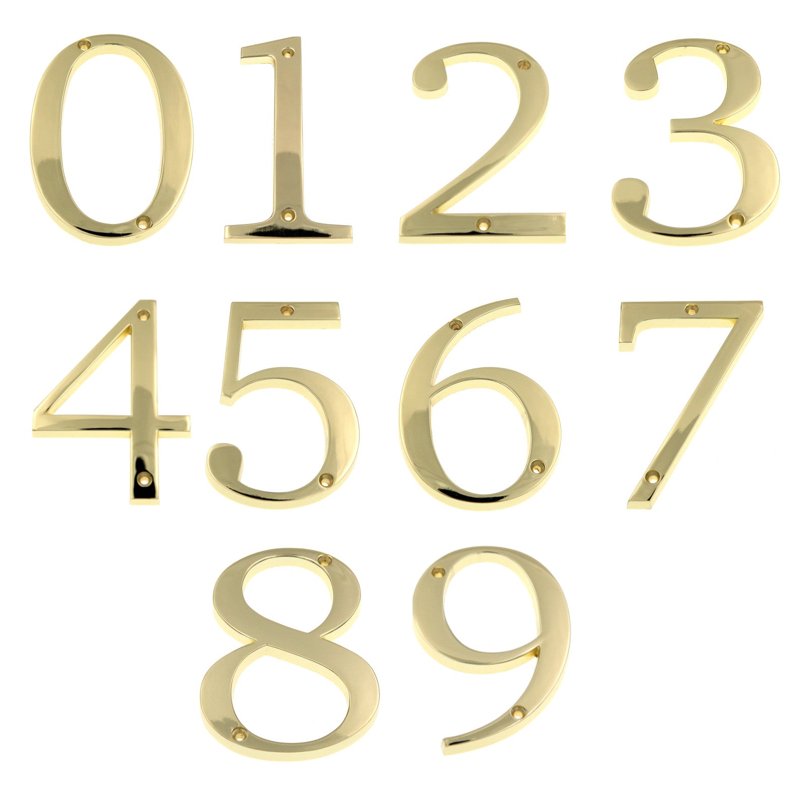 Polished Brass Metal Bold 5 inch Flush House Address Numbers, Bold Eas ...