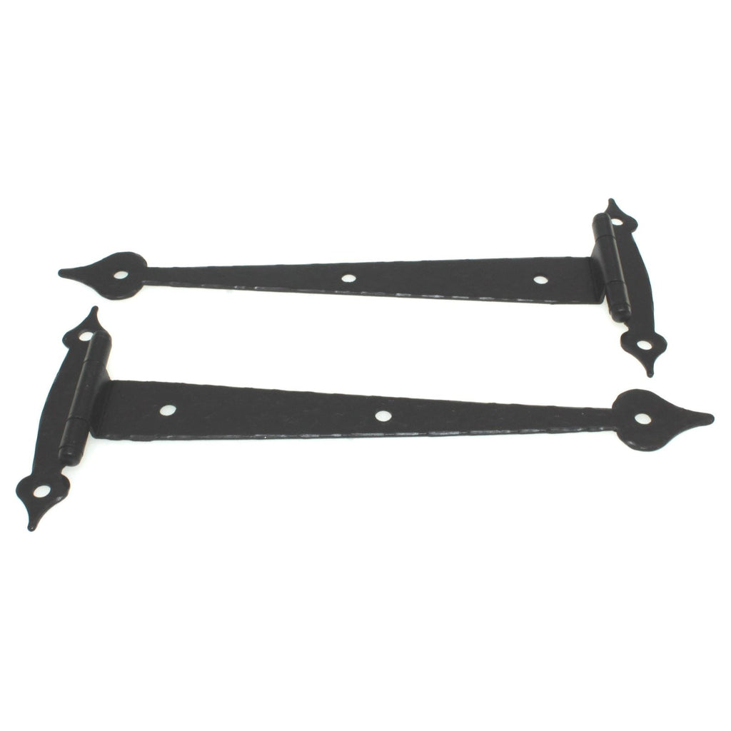 Pair National Lock Hammered 6 1/2" Strap T Hinges Dead Black Spade Tip ...