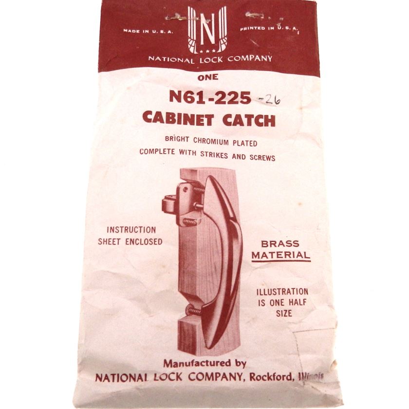 National Lock Company DeLuxe Polished Chrome Push Button Cabinet Catch ...