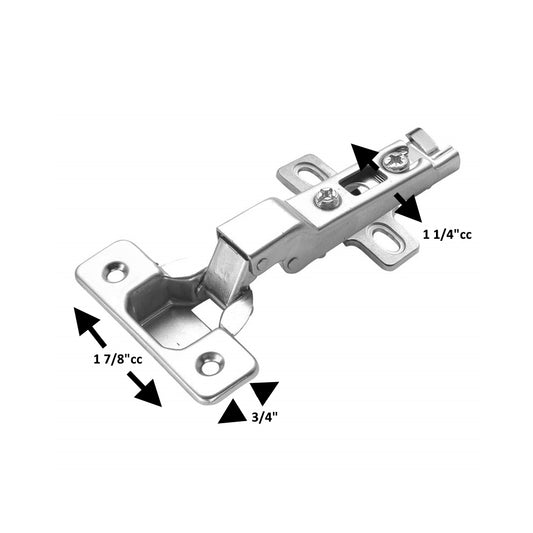 Hickory Nickel Slide-on 100 deg. Half Overlay Concealed Euro Hinge P51 ...