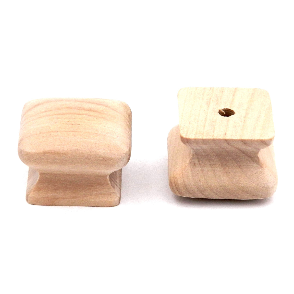 Set of 2 Hickory Hardware Woodcraft 1 1/4" Unfinished Wood Square Cabi ...