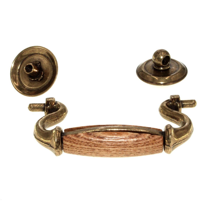 Belwith Woodgrain Lancaster Brass And Oak 3" Ctr. Drawer Bail Pull P81 ...
