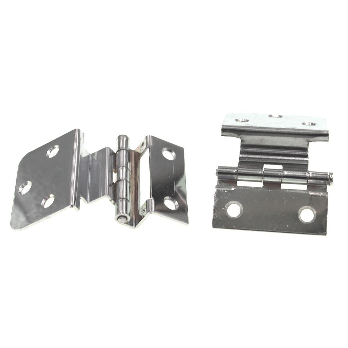 Pair Vintage National Lock Chrome 3/8" Inset Partial Wrap Cabinet Hing ...