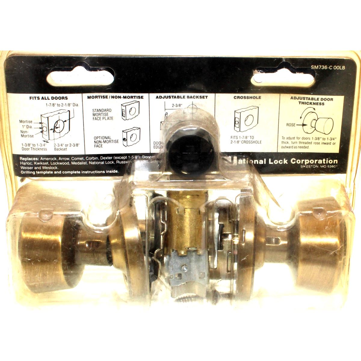 National Lock Passage Closet / Hall Door Knob Light Antique Brass SM73 ...